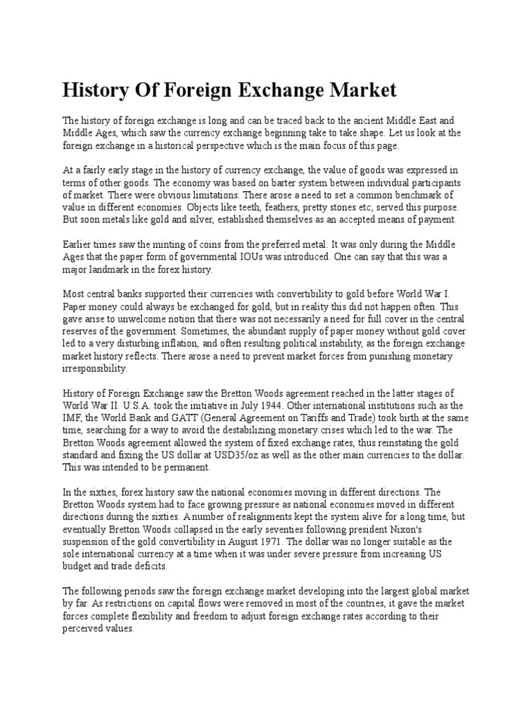 History of Foreign Exchange Market | PDF | Bretton Woods System ...