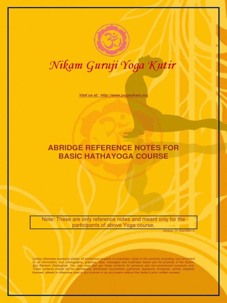 Abridge Notes for Basic Hatha Yoga | PDF | Breathing | Exhalation