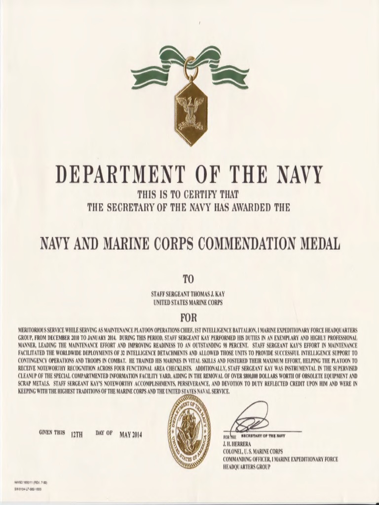 Navy Commendation Medal for SSG Kay | PDF | Business | History
