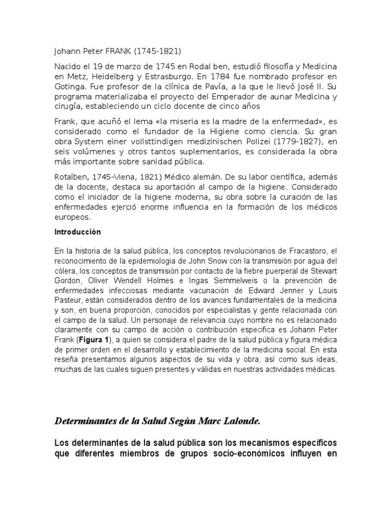 Johann Peter Frank: Padre de la Salud Pública | PDF | Medicina ...