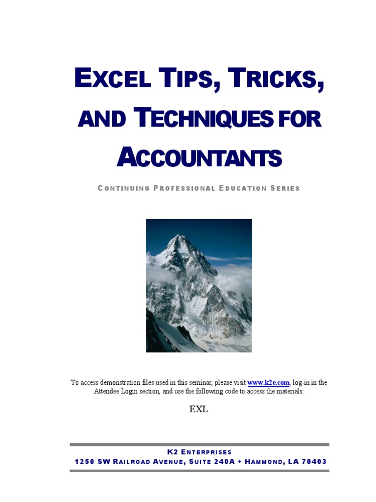 Excel Tips, Tricks, and Techniques For Accountants | PDF | Hyperlink ...