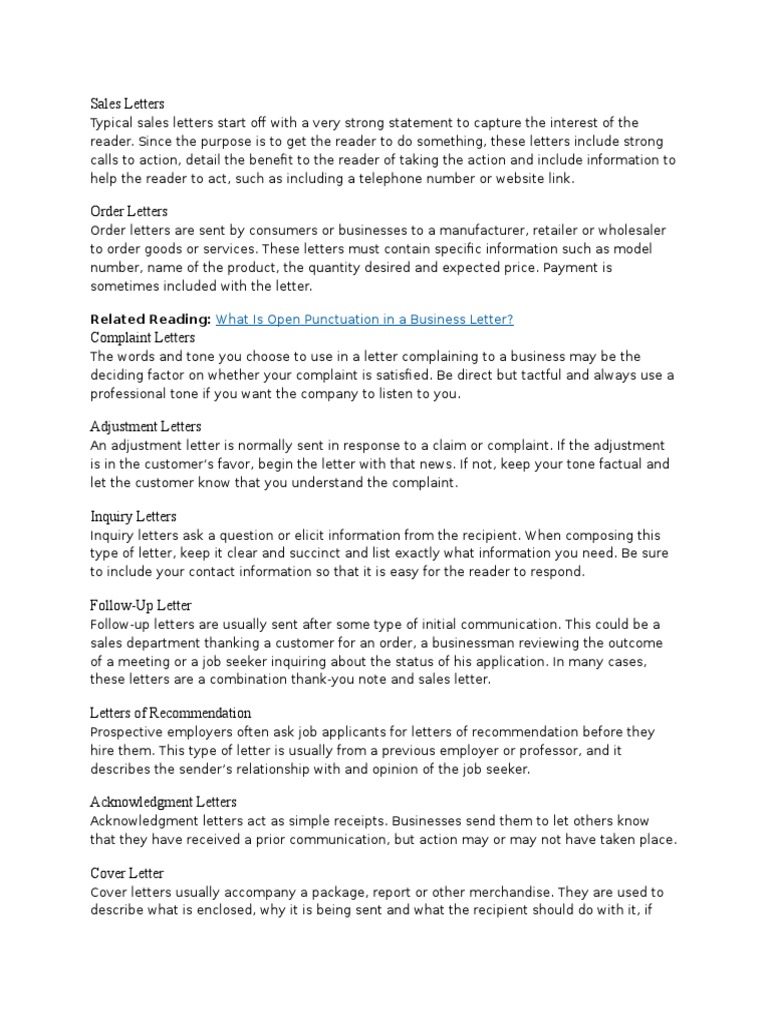 A Taxonomy of Common Business Letter Types | PDF | Employment | Question