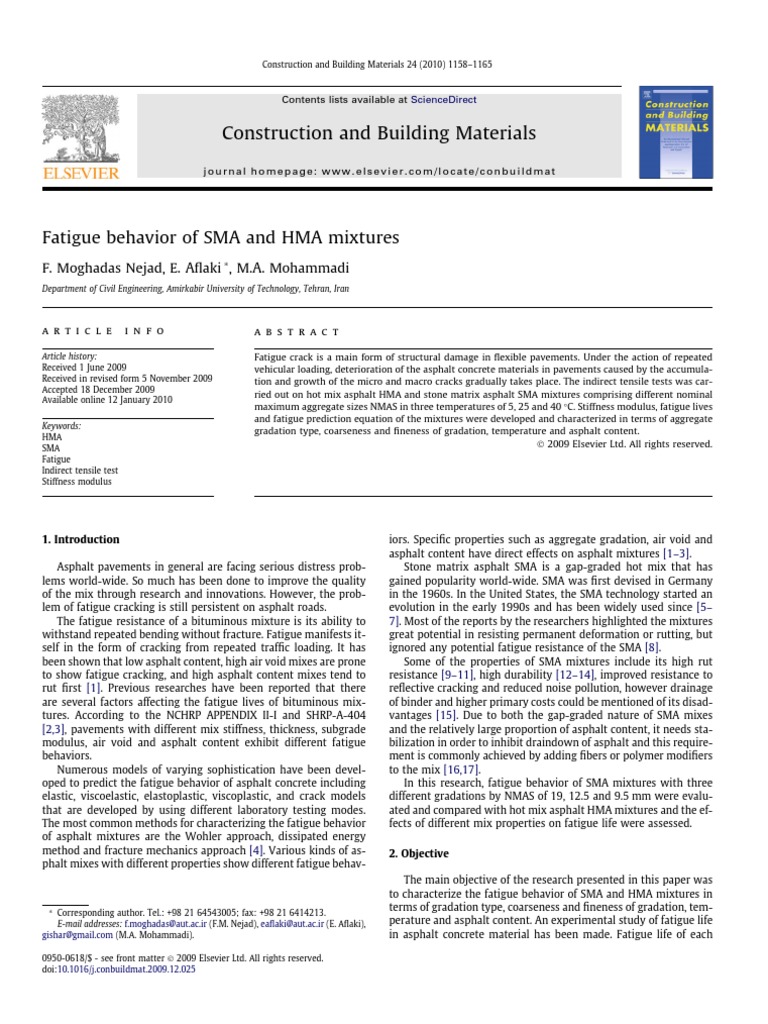 Fatigue Behavior of SMA and HMA Mixtures | PDF | Fatigue (Material ...