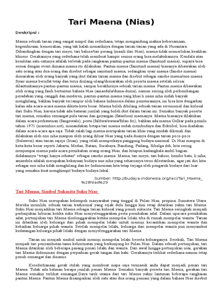 Tari Maena Nias | PDF