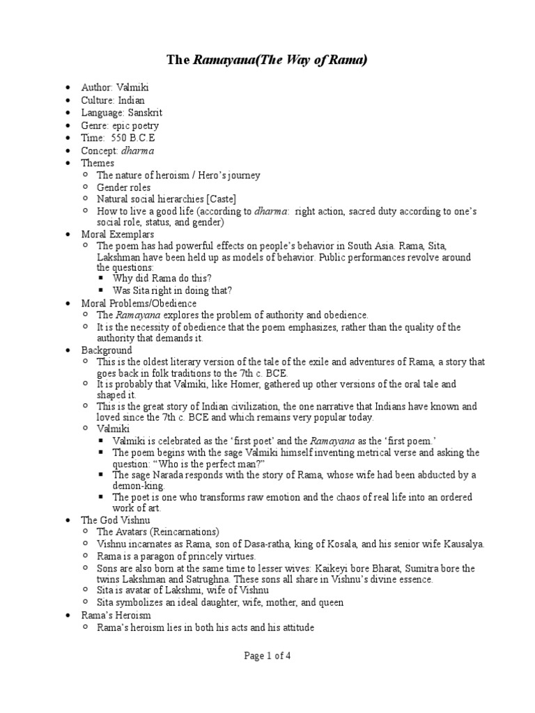 Ramayana Analysis | PDF | Rama | Ramayana