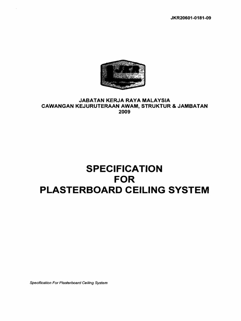 Specification Platerboard Ceiling System | PDF
