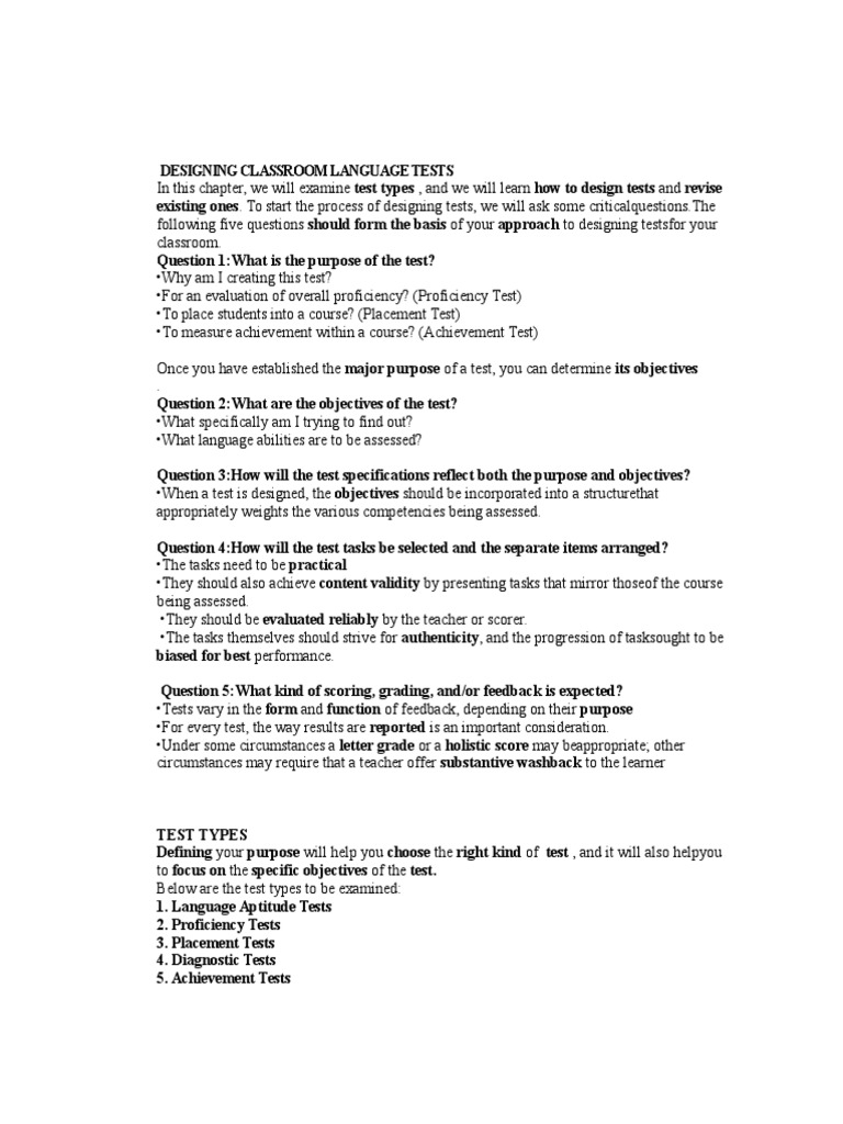 Designing Classroom Language Tests | PDF | Multiple Choice | Test ...