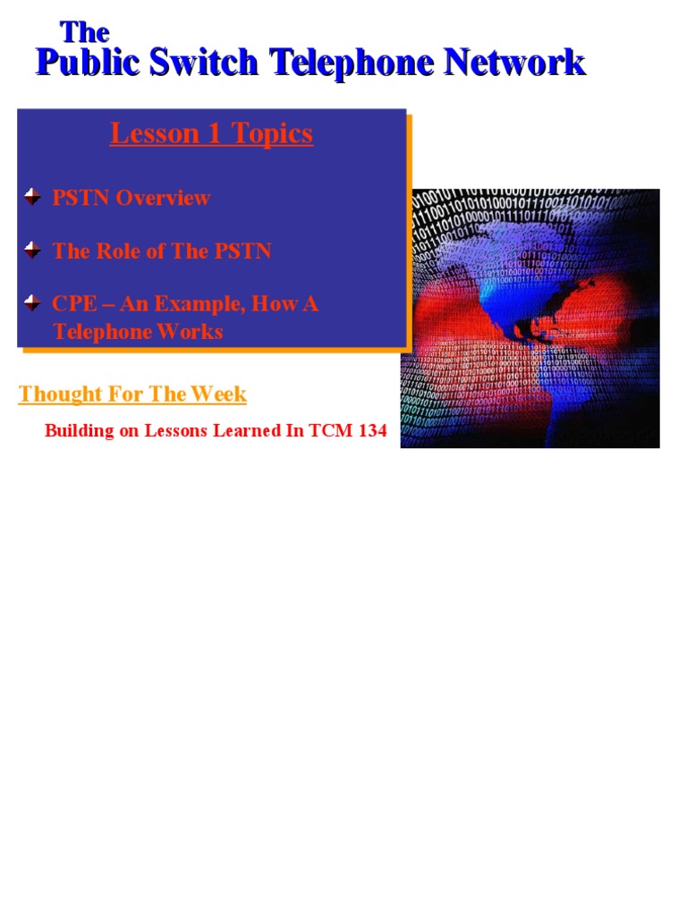 Lesson 1 The PSTN | PDF | Public Switched Telephone Network | Telephone