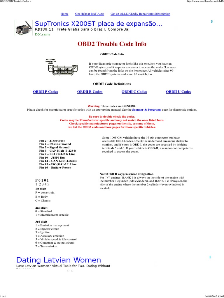 OBD2 OBD Trouble Codes | PDF