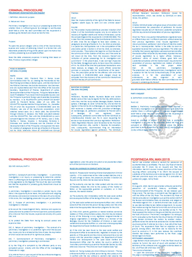 Preliminary Investigation and Inquest | Criminal Procedure In South ...