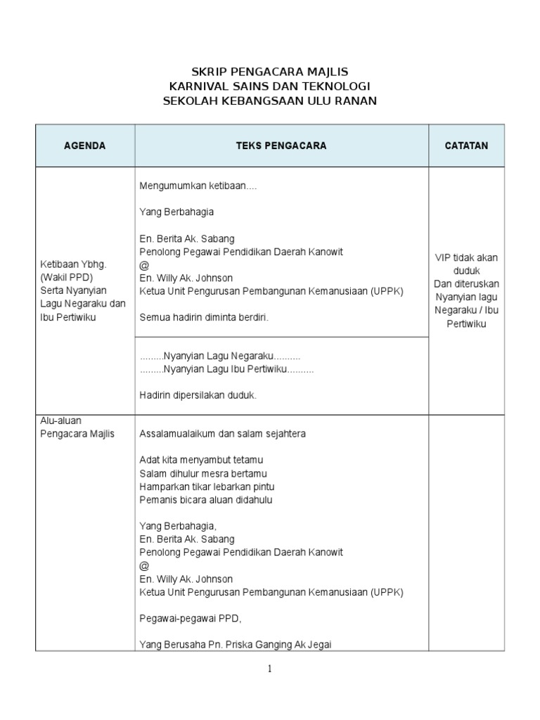 Skrip MC Program Mesra Pelanggan | PDF | Kajian Bahasa Asing