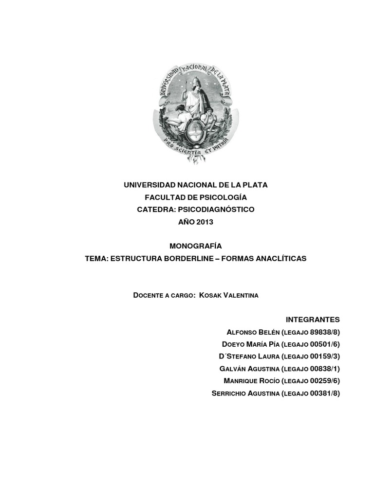 Estructura Borderline y Anaclítico | PDF | Trastorno límite de la ...