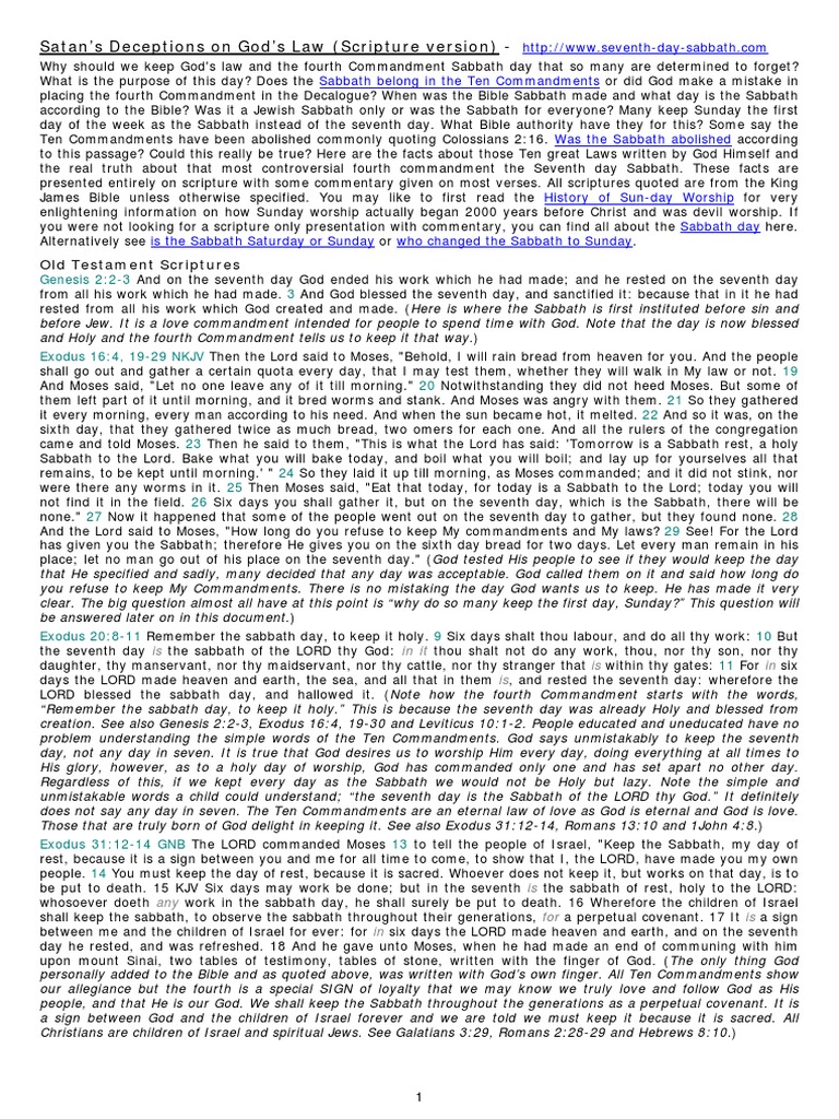 Sabbath and The Ten Commandments Scriptures | PDF | Ten Commandments ...