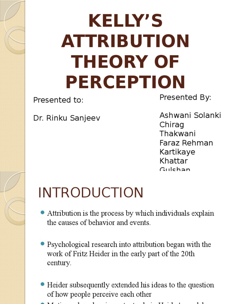 Kelly'S Attribution Theory of Perception | PDF | Metaphysics Of Mind ...