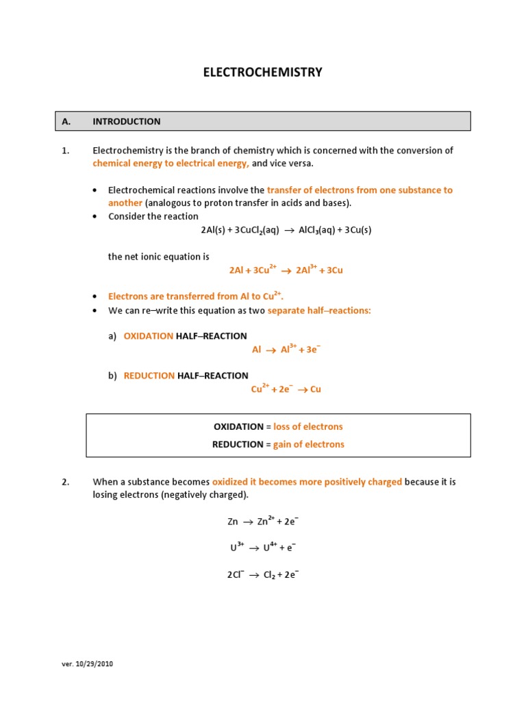 Unit 5 Electrochemistry | Download Free PDF | Redox | Electrochemistry