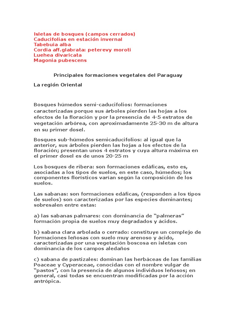 Flora y Fauna de Las Ecorregiones Del Paraguay | PDF | Paraguay | Los ...