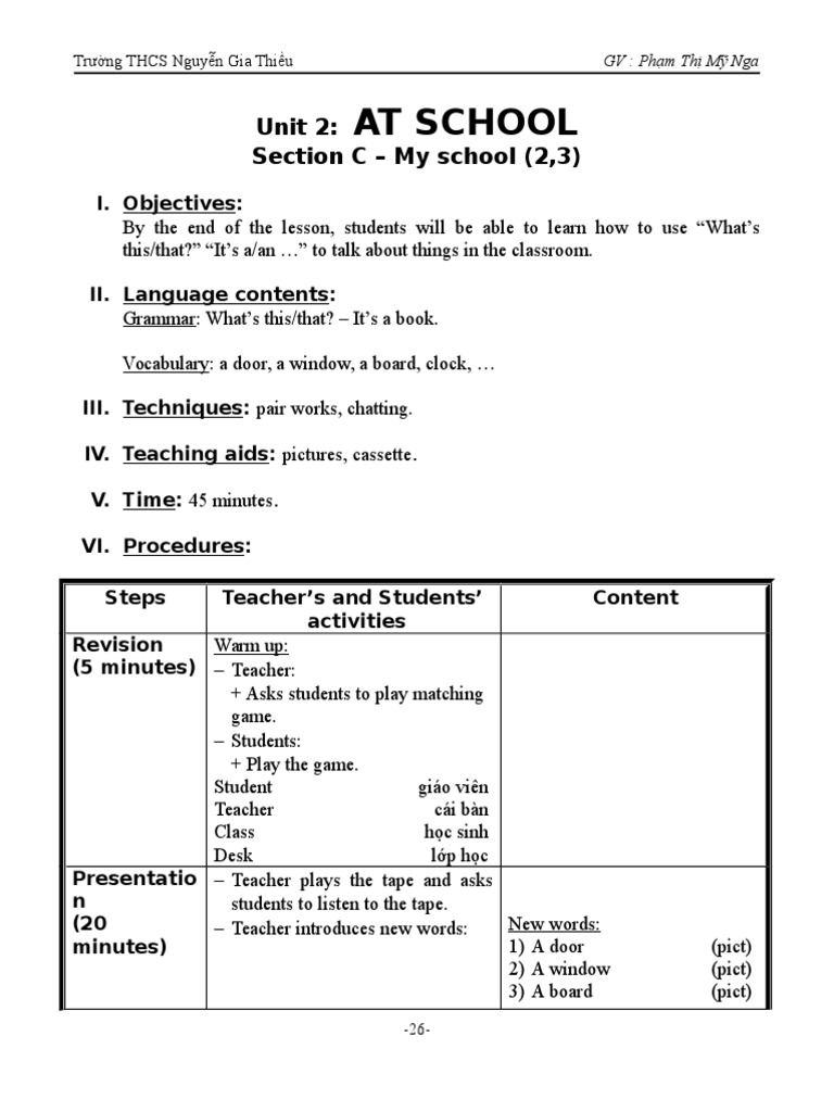 Classroom Vocabulary and Grammar Lesson | PDF