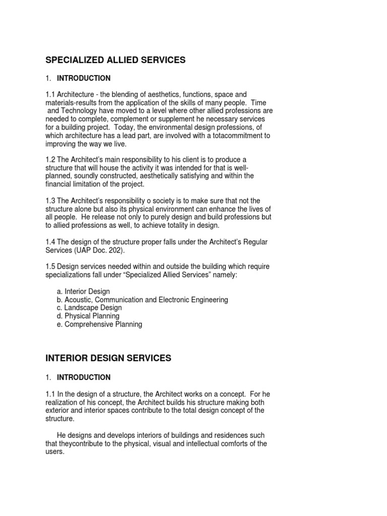 UAP DOC 203 - Specialized Allied Services | PDF | Design | Interior Design