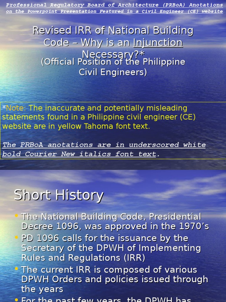 Revised IRR of National Building Code - Why Is An Injunction Necessary ...