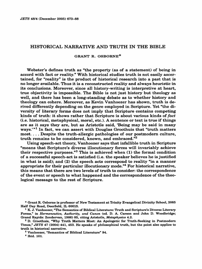 Historical Narrative and Truth in the Bible | Truth | Gospels | Free 30 ...
