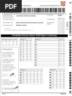KET Listening Answer Sheet | PDF