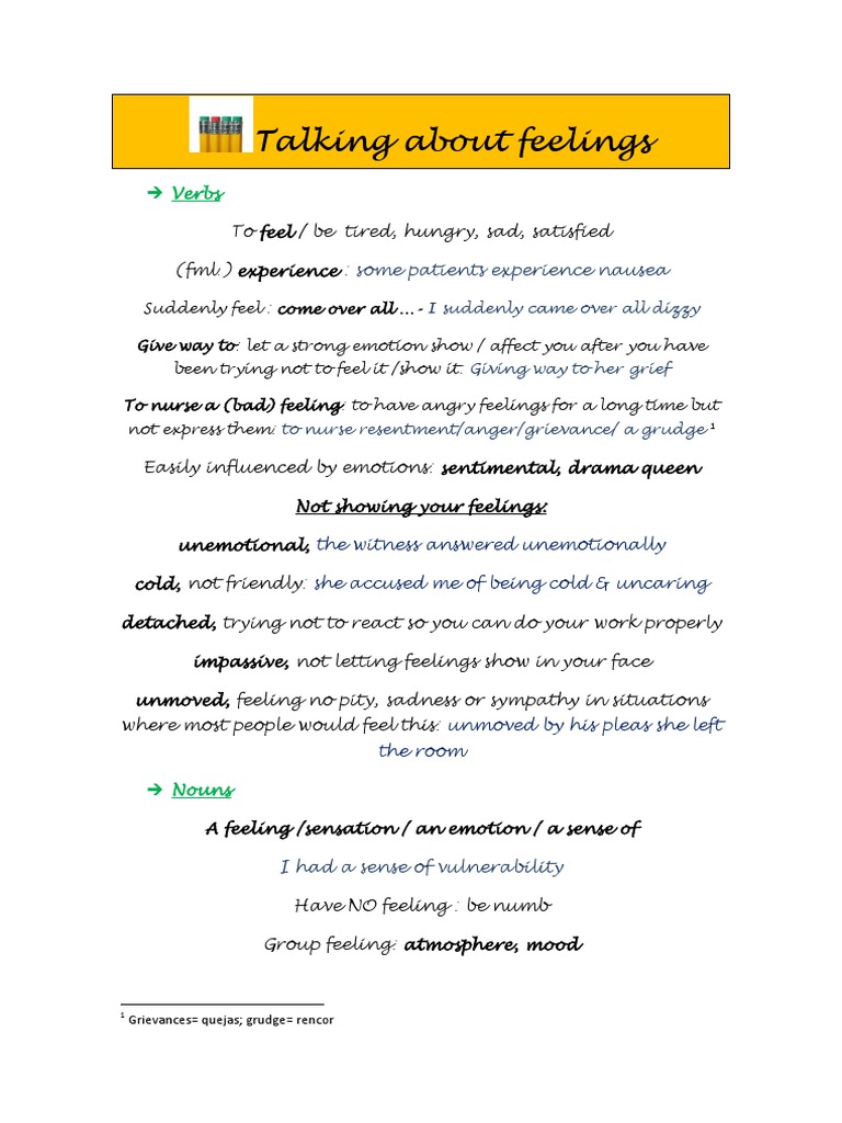 Talking About Feelings | PDF | Feeling | Emotions