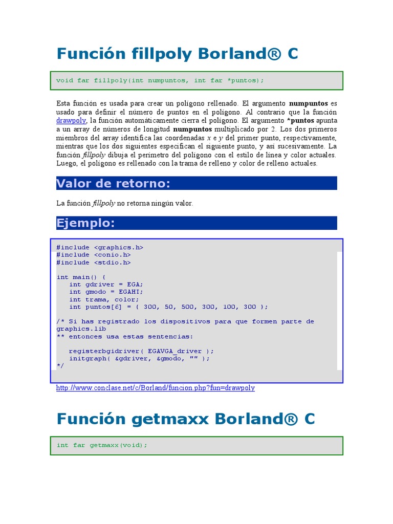 Uso de fillpoly en Borland C | PDF | Programa de computadora | Programación