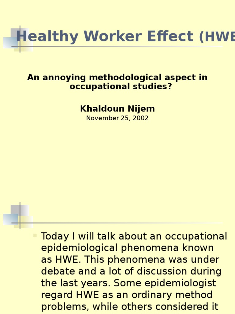 Healthy Worker Effect (HWE) | PDF | Confounding | Epidemiology