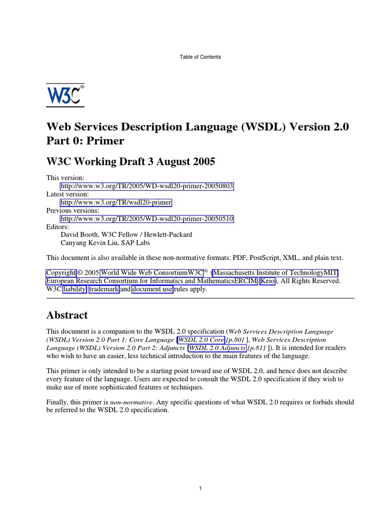 WSDL 2.0 Primer | PDF | Xml Schema | Soap