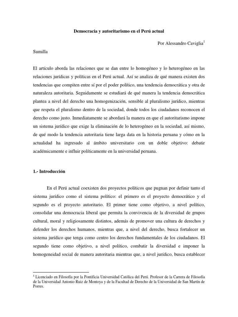 Democracia y Autoritarismo en El Perú | PDF | Democracia | Ideologías políticas