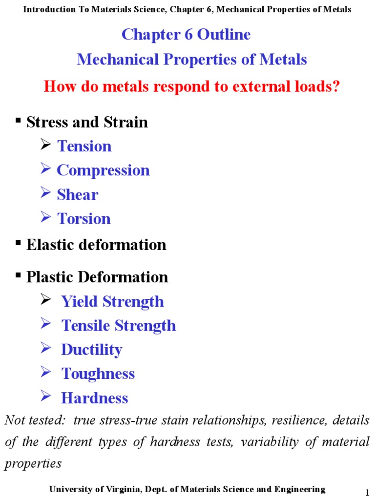 Mechanical Properties of Metals Overview | PDF | Deformation ...
