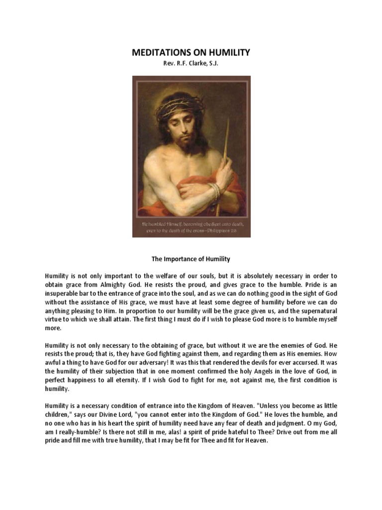 Meditations On Humility - Rev R F Clarke, S.J. | PDF | Humility | Pride