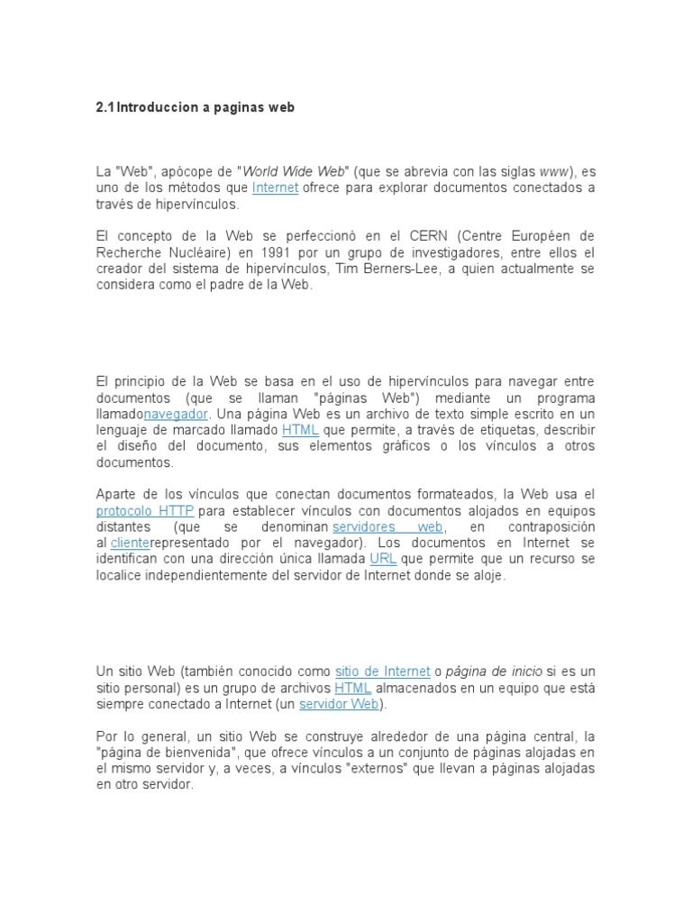 Introduccion A Paginas Web | PDF | Página web | Hipervínculo