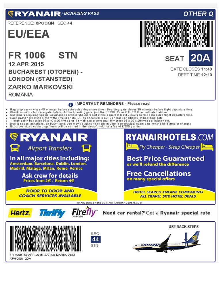 Ryanair Boarding Pass Instructions | PDF