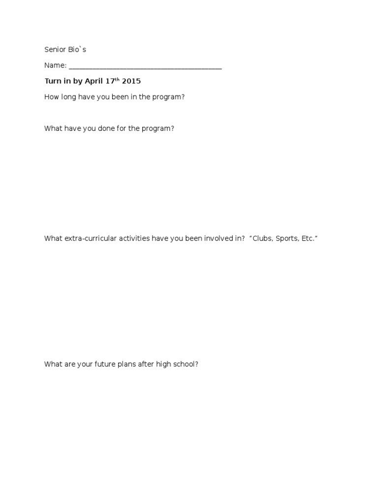 Senior Bios Submission Guidelines | PDF