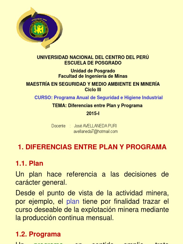 Diferencias Entre Plan y Programa | PDF | Planificación | Minería