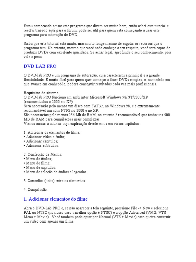 Tutorial DVD Lab Pro 2 | PDF | Janela (informática) | DVD