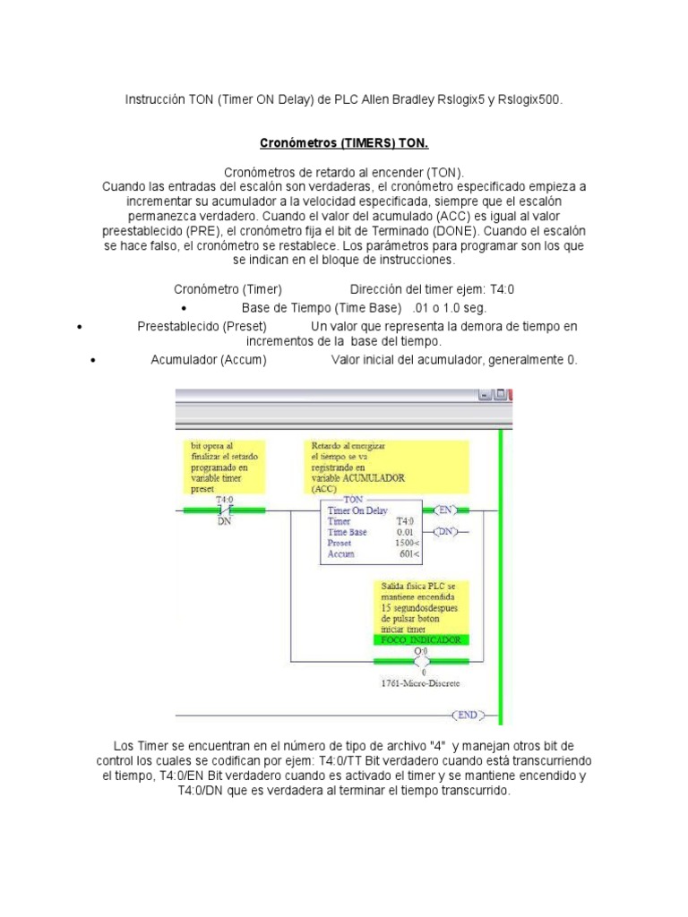 Configuración y funcionamiento de cronómetros (timers) TON, TOF y RTO ...