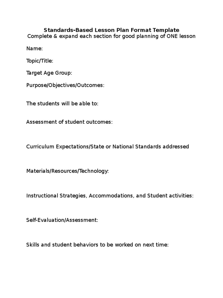 Standards-Based Lesson Plan Template | PDF | Business