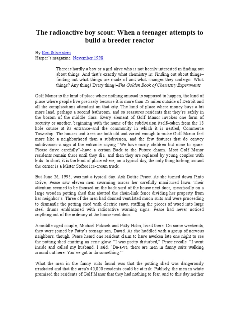 The Radioactive Boy Scout | PDF | Nuclear Reactor | Neutron