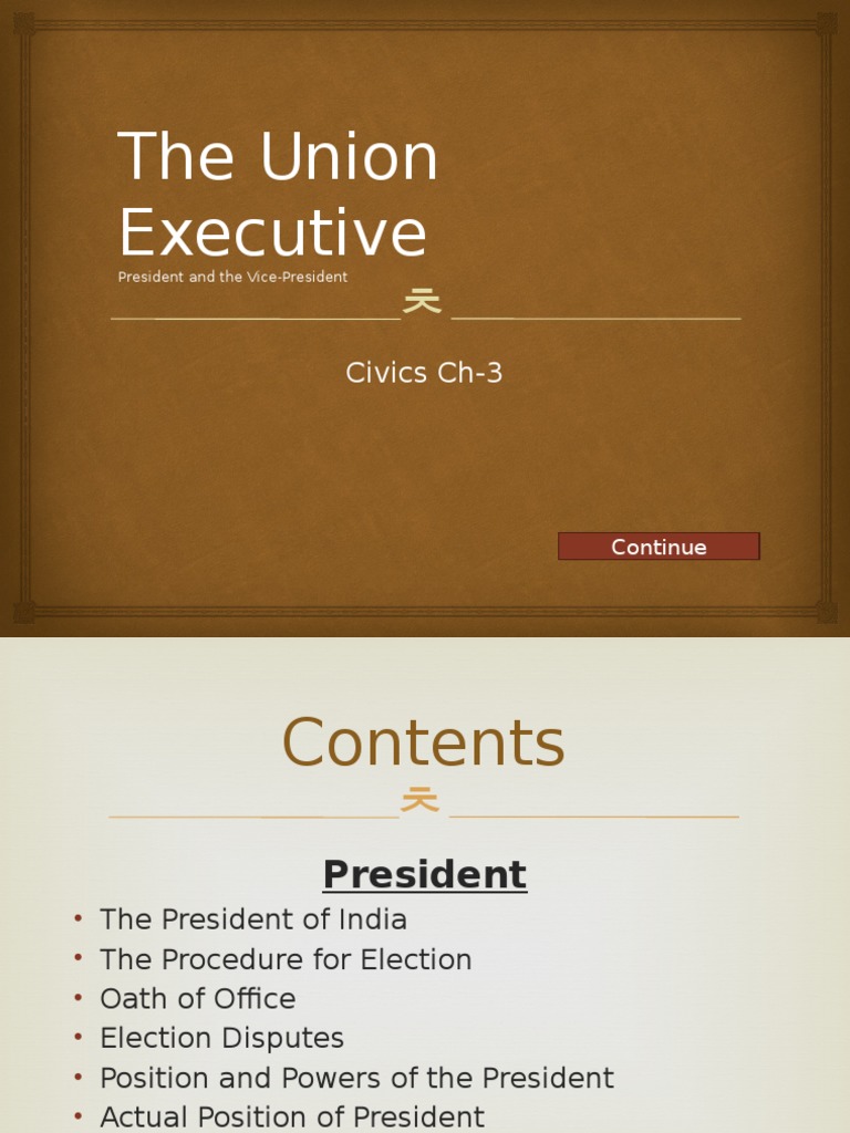 The Union Executive (President and The Vice-President) | PDF | Royal ...