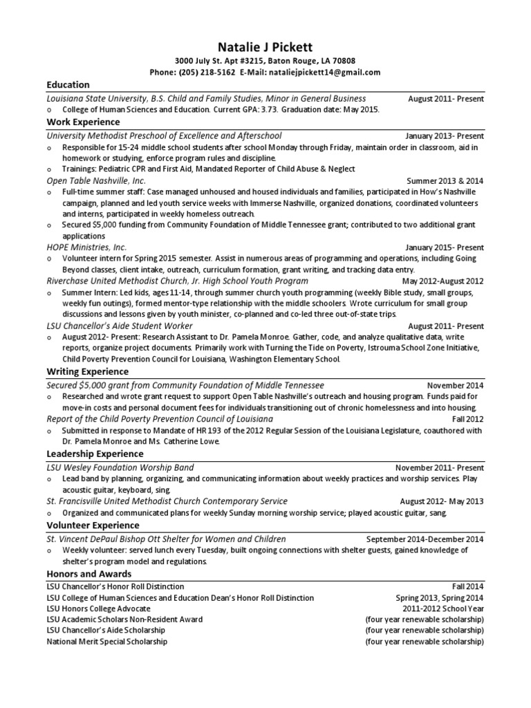 Resume Natalie Pickett | PDF | Further Education | Schools