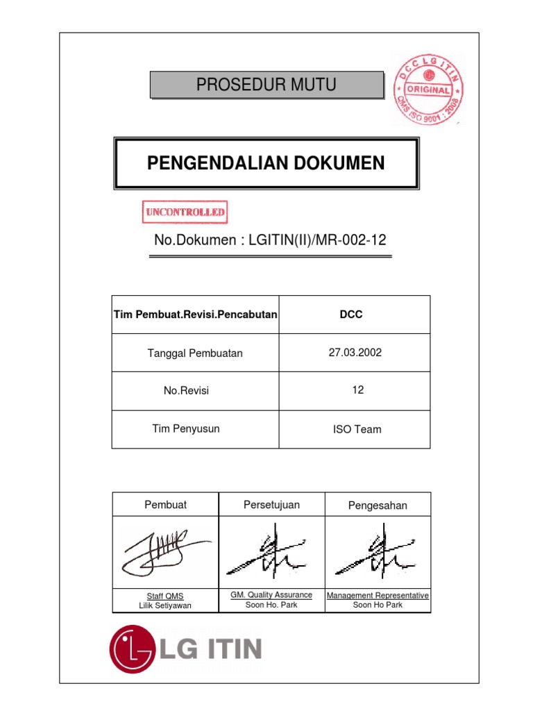 SOP Pengendalian Dokumen