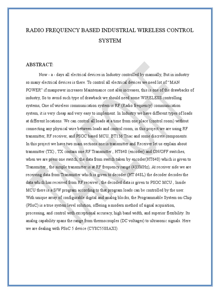 RF Wireless Control System for Industries | PDF | Transmitter | Radio