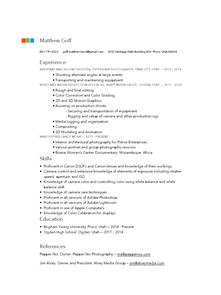 Film and Media Production Resume | PDF