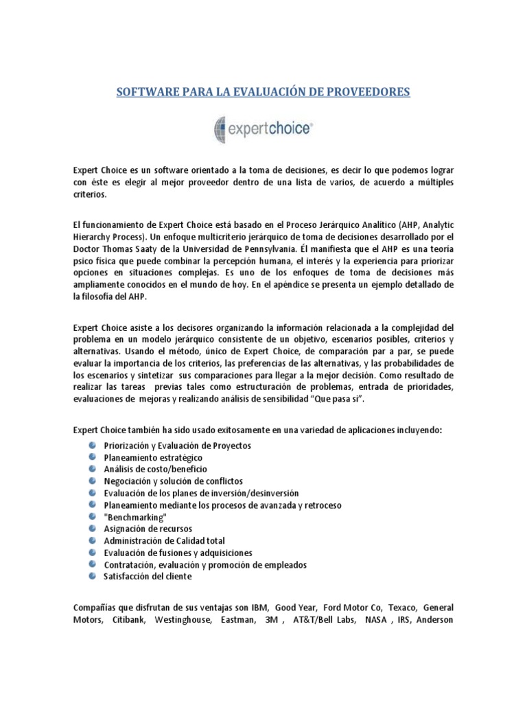 Expert Choice Tutorial PDF | PDF | Toma de decisiones | Planificación