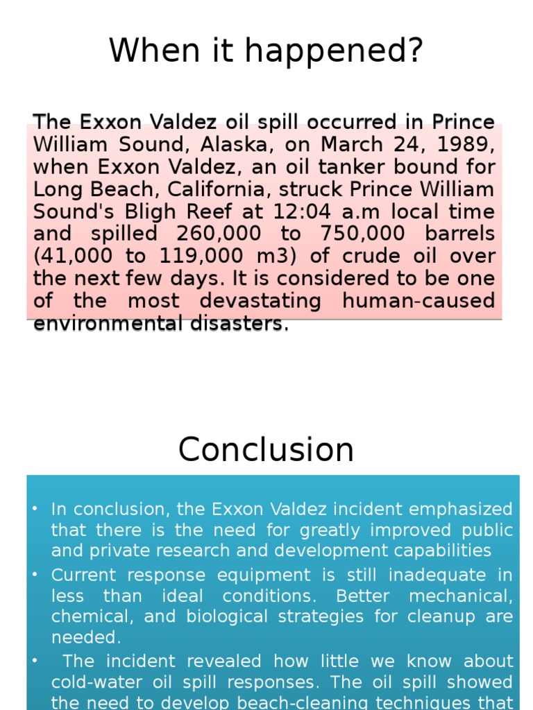 Exxon Valdez Oil Spill Overview | PDF