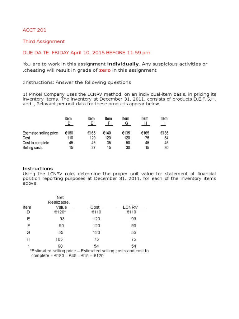 Acct 201 3nd Assingnment | PDF