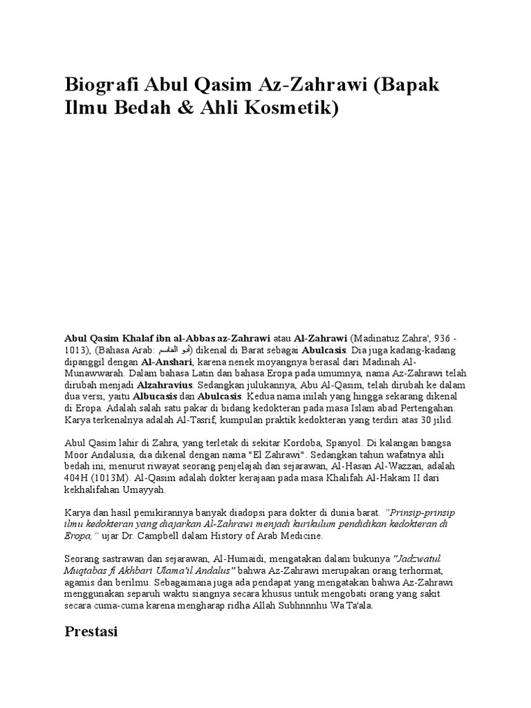 Biografi Abul Qasim AZ-ZAHWARI | PDF