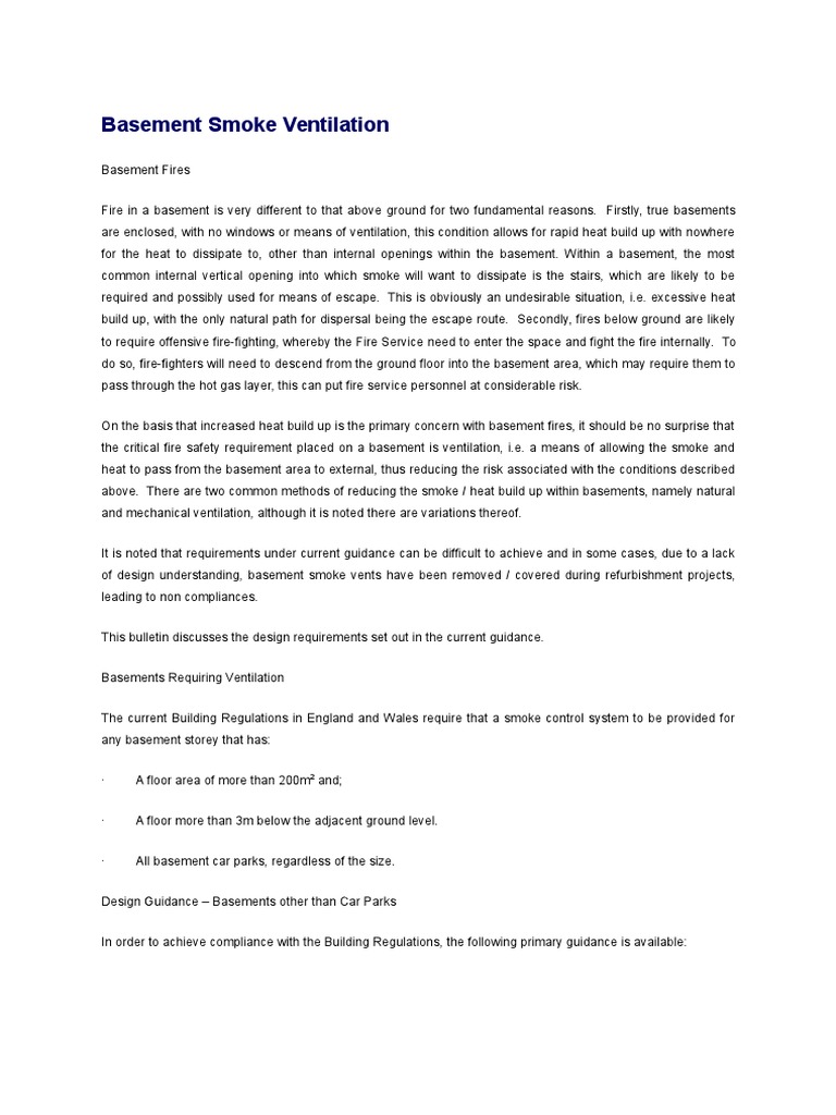 Basement Smoke Ventilation Guidelines | PDF | Ventilation (Architecture ...